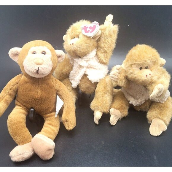 Ty | Toys | Lot Of 3 Ty Collectibles Morgan The Monkey Wearing Vest 993 ...